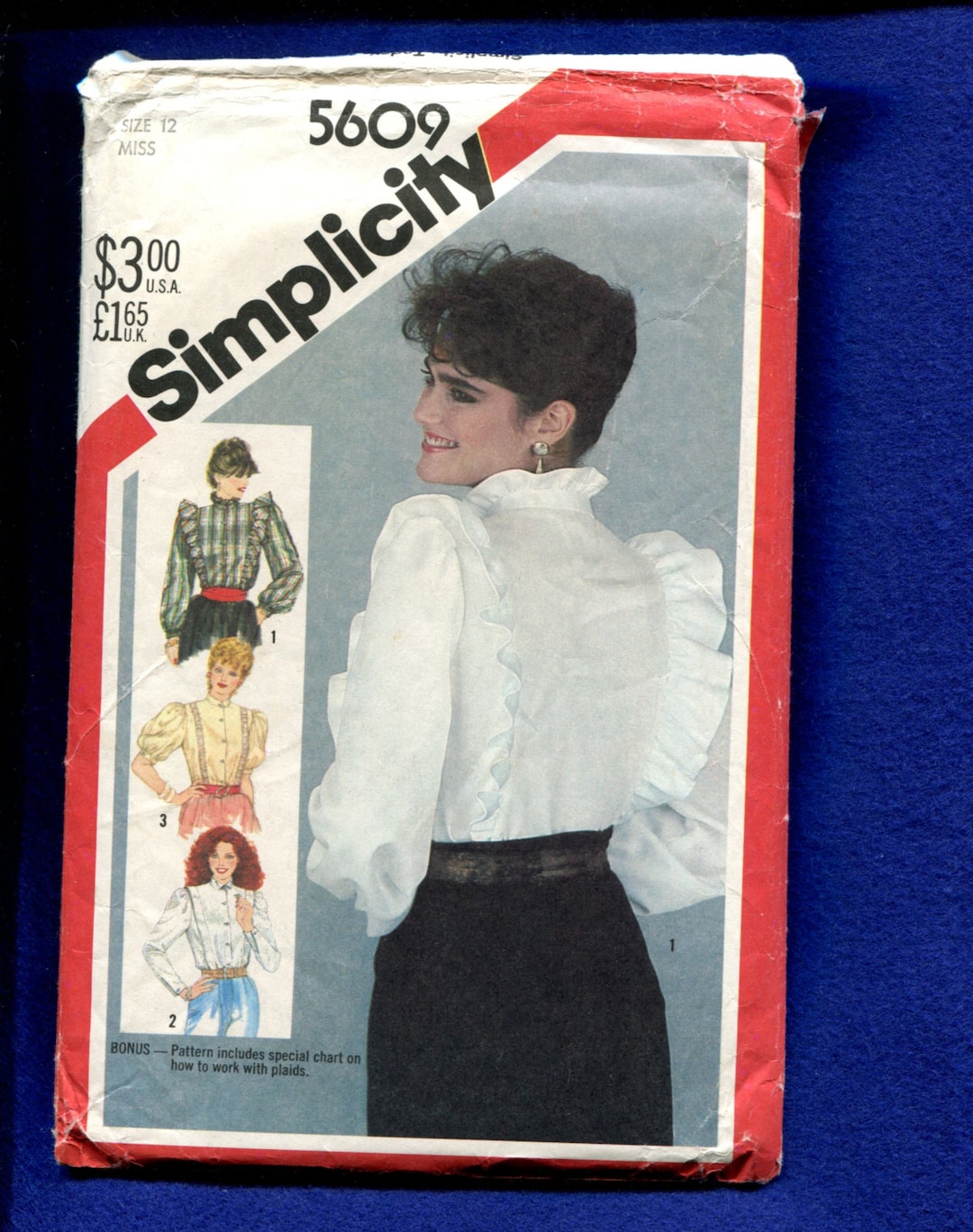 1980's Simplicity 5609 Victorian Style Western Blouses With Ruffled Shoulders & Neck Size 12 - Etsy