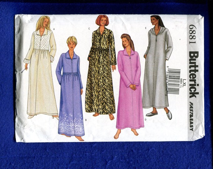 Butterick 6881 Zipper Front Robes or Housecoats Size L..XL UNCUT - Etsy