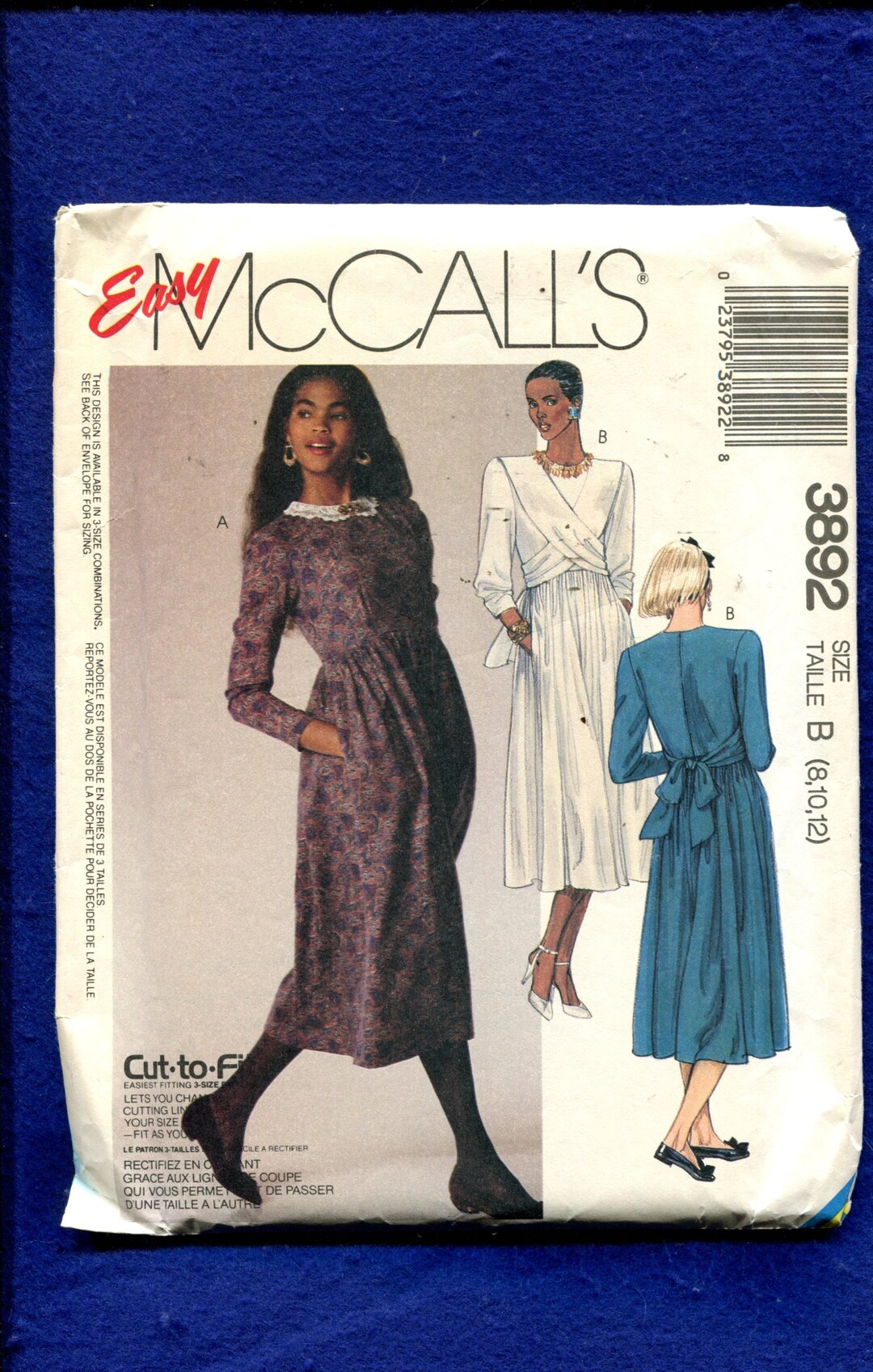 1980's Mccall's 3892 Modest Raised Waist Dresses Pattern Size 8..10..12 ...