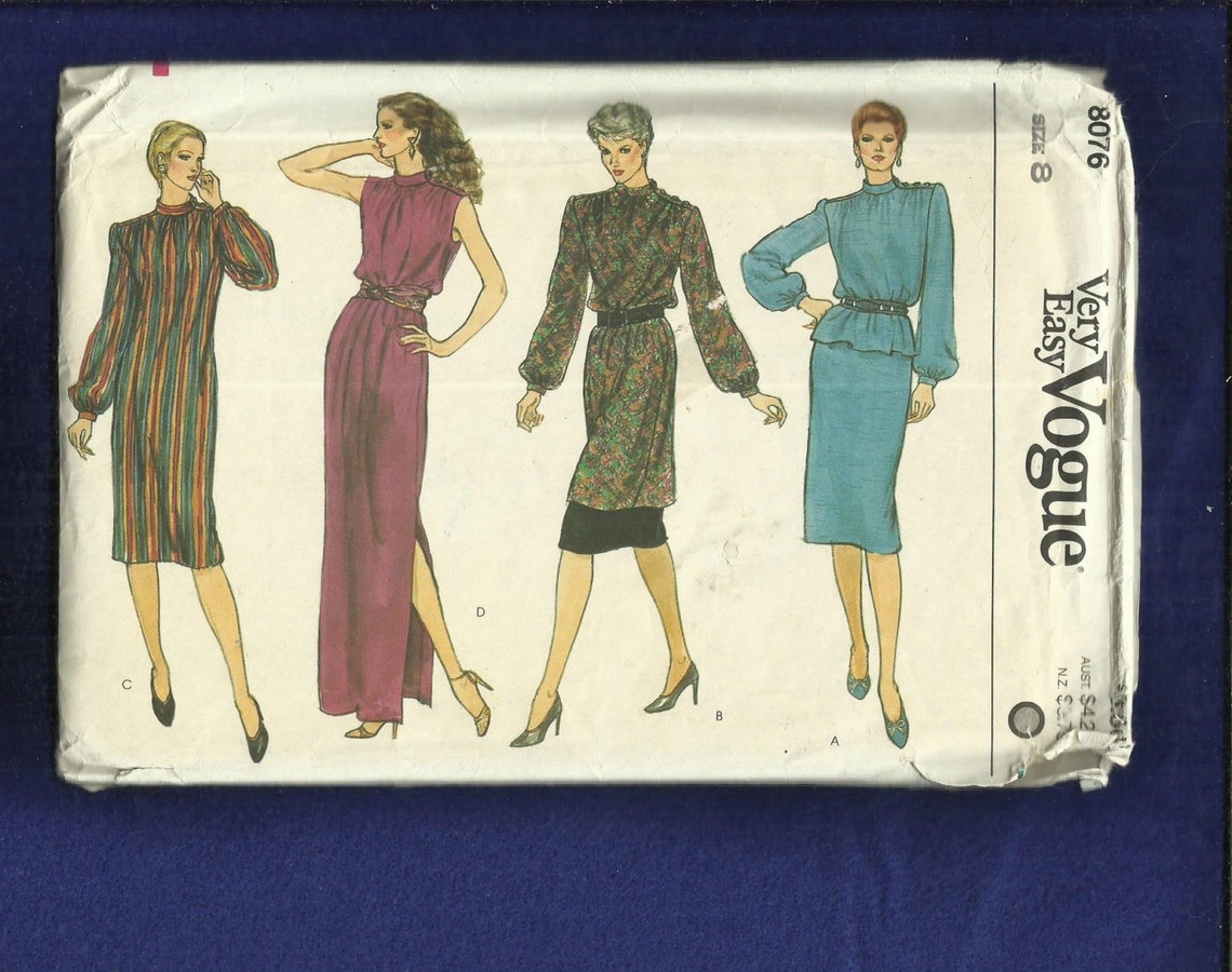 1980's Vogue 8076 Retro Eastern European Inspired Tunics & Dresses Size ...