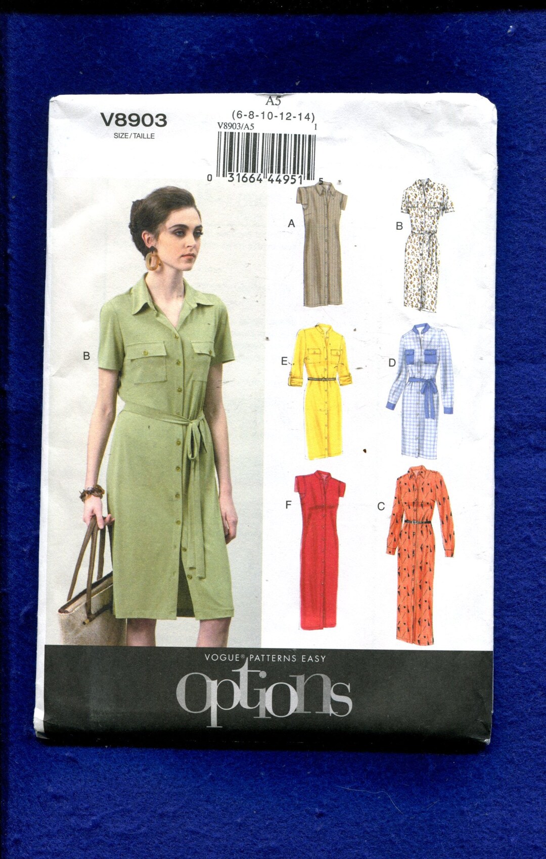 Vogue 8903 Classic Slim Fit Shirtdresses Pattern Size 6 to 14 UNCUT - Etsy