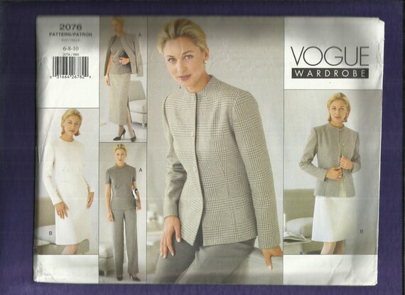 Vogue 2076 Wardrobe Dress Jacket Top Skirt and Pants Sizes 6 8 - Etsy