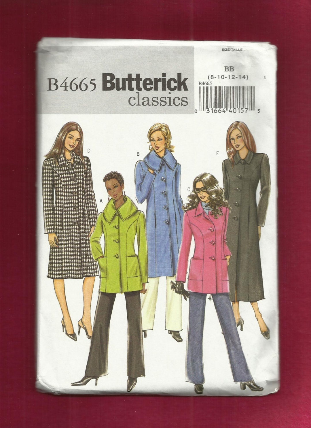 Butterick 4665 Princess Seam Coats in Three Lengths With Small or Large ...