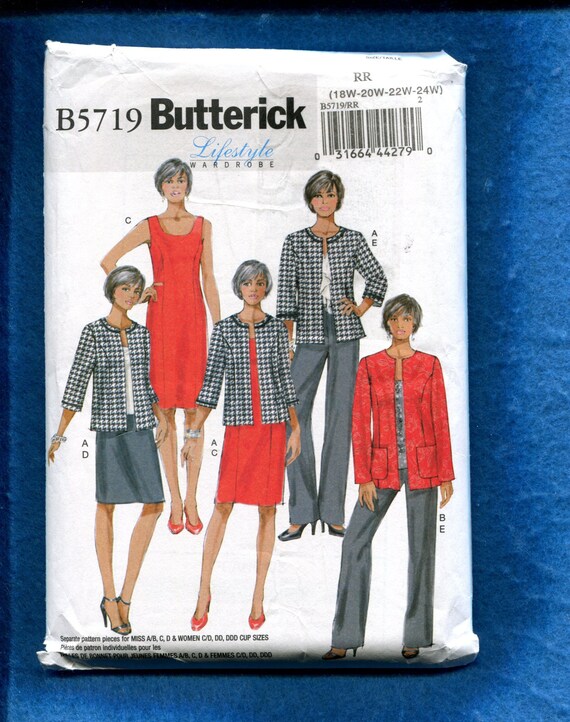 Butterick 5719 Career Wardrobe Jacket Dress Skirt & Pants | Etsy