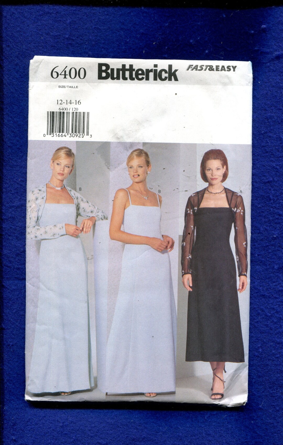 Butterick 6400 Evening Dress & Shrug Pattern Size 12..14..16 UNCUT - Etsy