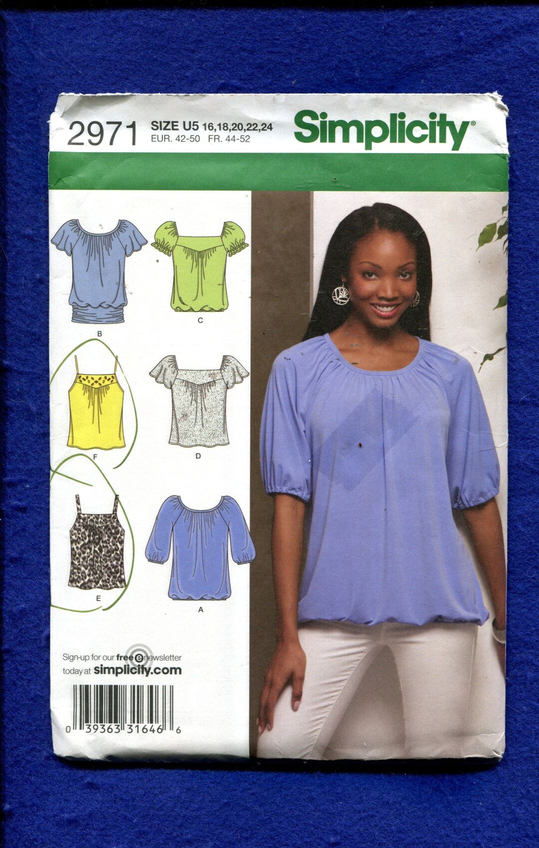 Simplicity 2971 Summer Time Easy Fitting Tops Pattern Size 16 to 24 ...