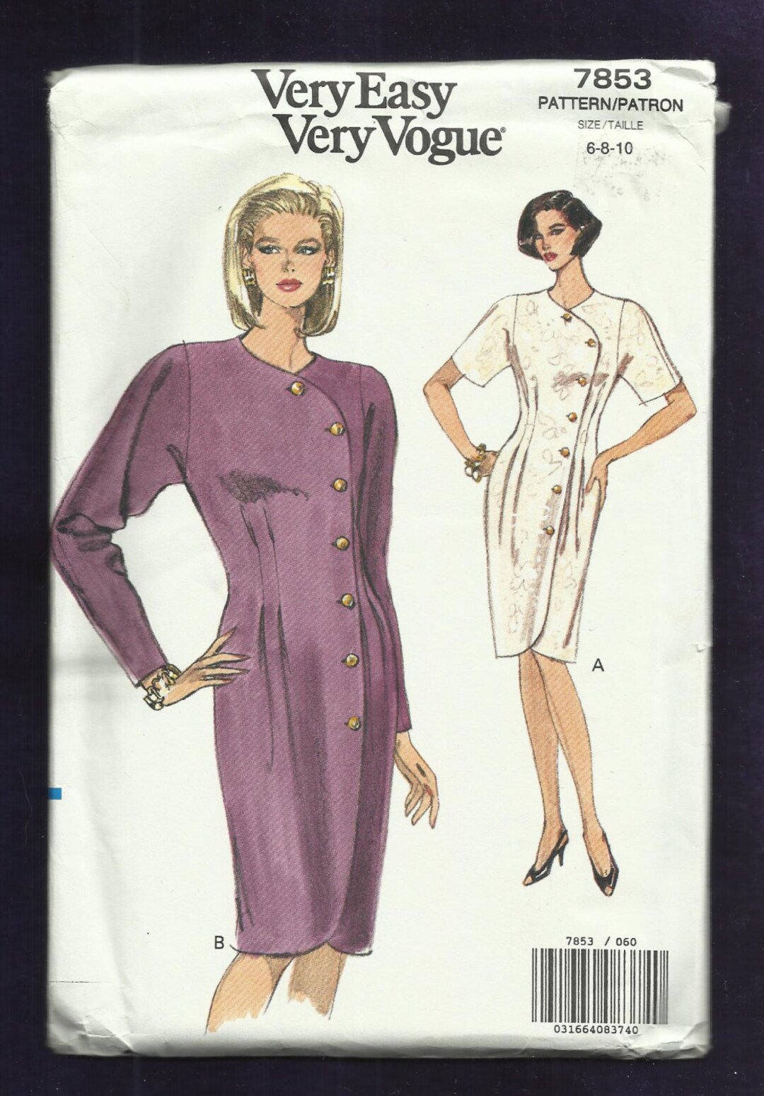 Vogue 7835 Asymmetrical Dress With Strong Shoulders and a Slimming ...