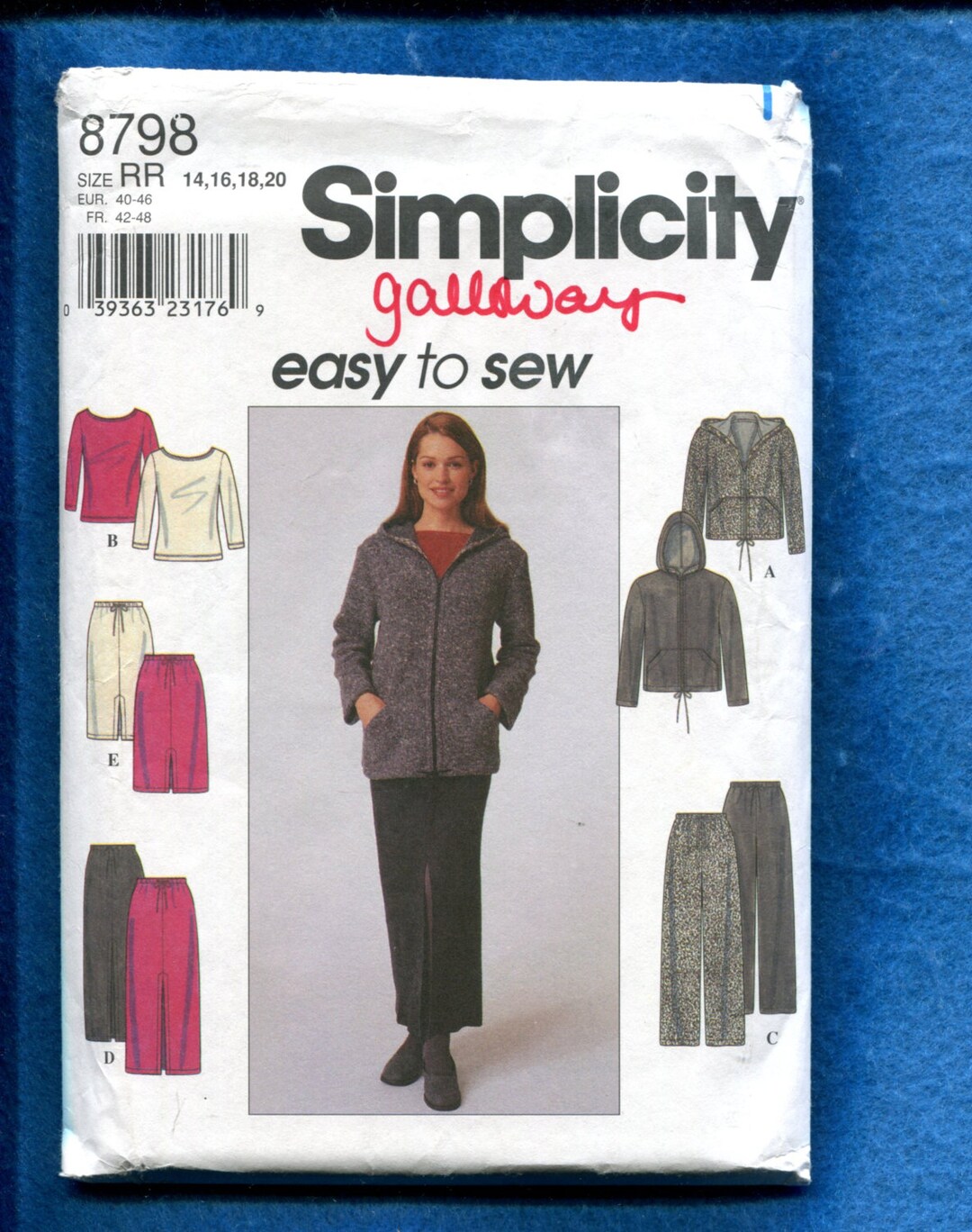 Simplicity 8798 Hooded Jacket Tee Shirt Lounging Pants & Pencil Skirt ...