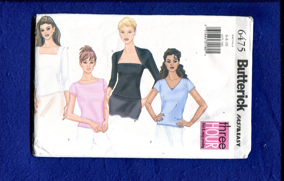 Butterick 6475 Modernized Tee Shirts Pattern Size 6..8..10 UNCUT - Etsy