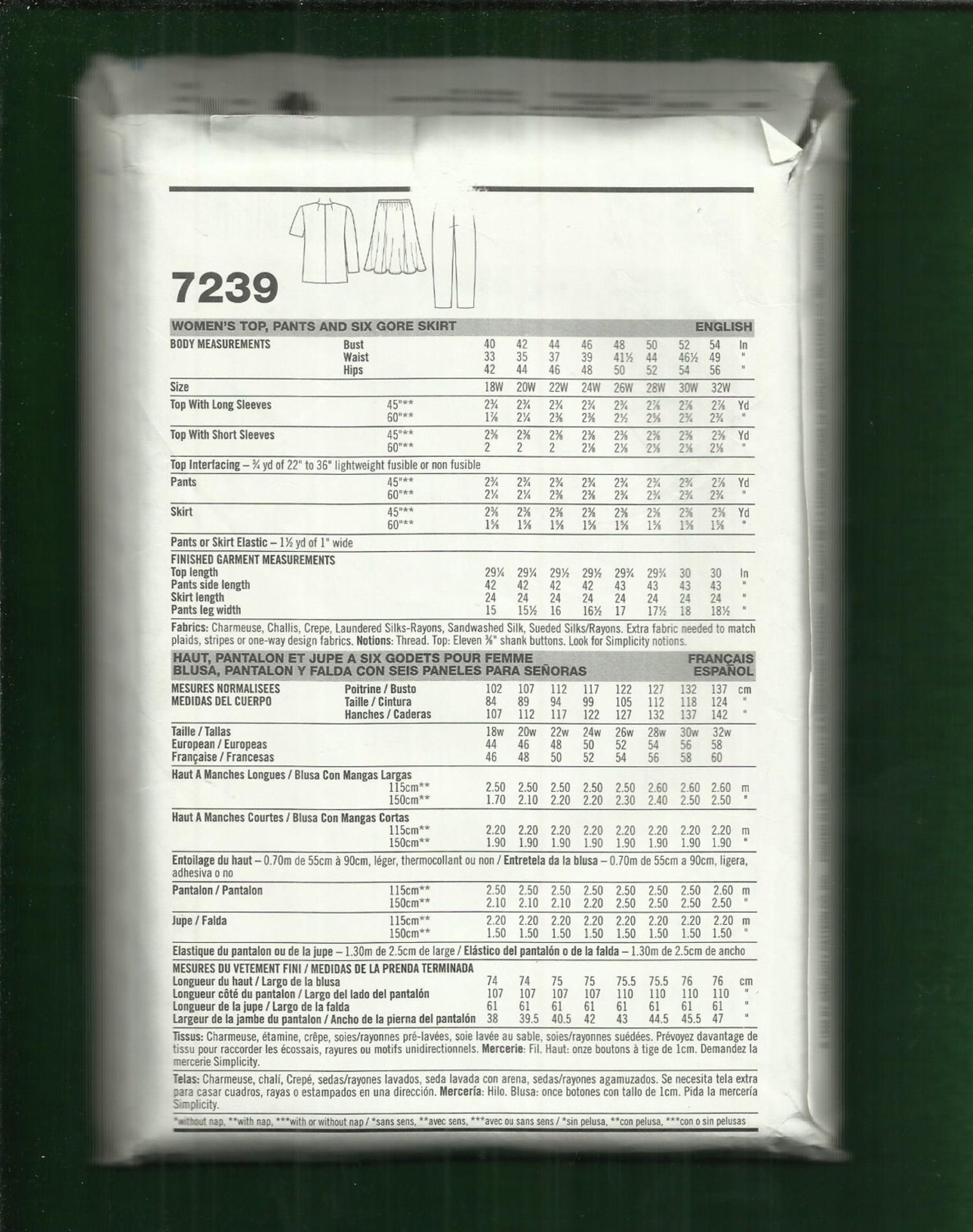 Simplicity 7239 Modern Woman's Wardrobe Pattern to Flatter Your Body ...