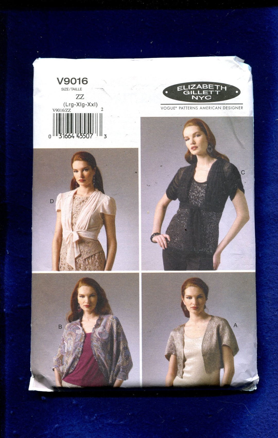 Vogue 9016 Designer Elizabeth Gillette Day or Evening Shrugs Pattern ...