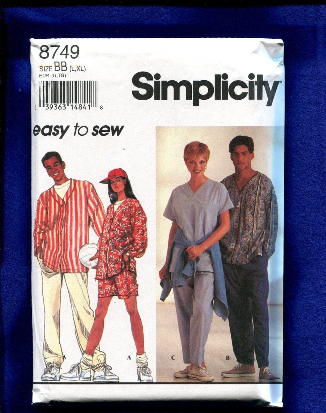 Simplicity 8749 Baseball Shirts & Scrubs for Men or Women Size L to XL ...