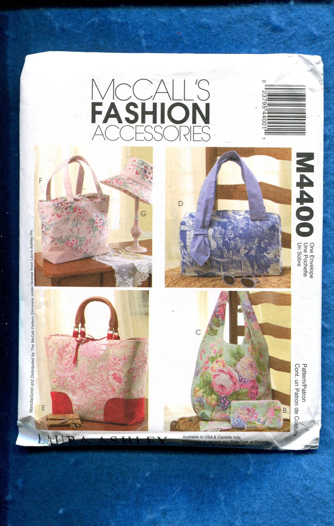 Mccall's 4400 Laura Ashley Purses Hobo Bags & Tote Bag UNCUT - Etsy