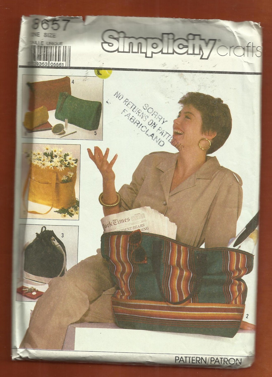 1988 Simplicity 8657 Large Tote Bags Clutches & Make up Bag UNCUT - Etsy