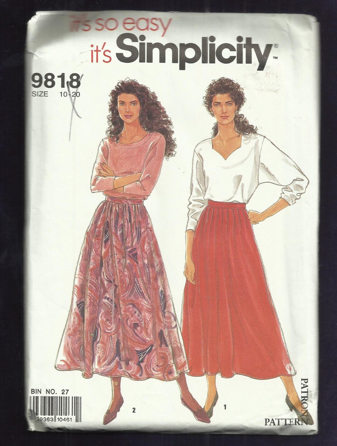 Simplicity 9818 Flared Pleated or Gathered Skirts in Tea Length Sizes ...