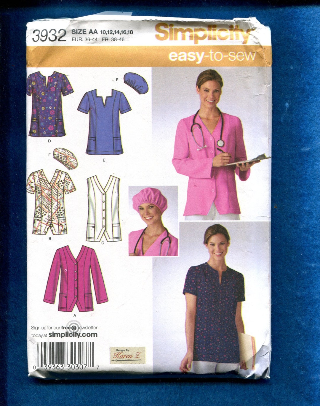 Simplicity 3932 Nurses or Doctors Shirts Vest & Jackets Pattern Size 10 ...