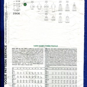 1980's Vogue 2906 Weekend in the Hamptons Shirt Dress Skirt & Culottes ...