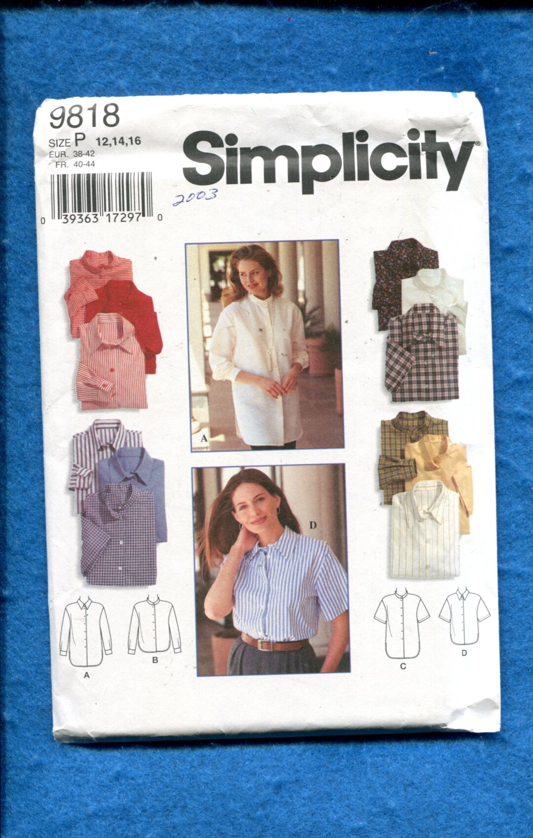 Simplicity 9818 Classic Summer Time Shirts Muster Größe 12..14..16 ...