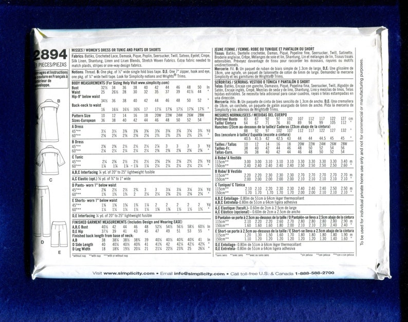 Simplicity 2894 Summer Time Resort Wear Pattern Size 20W to 28W UNCUT ...