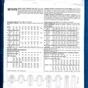 Mccall's 7470 Princess Seam Western Shirt Dresses & Blouse Pattern Size ...