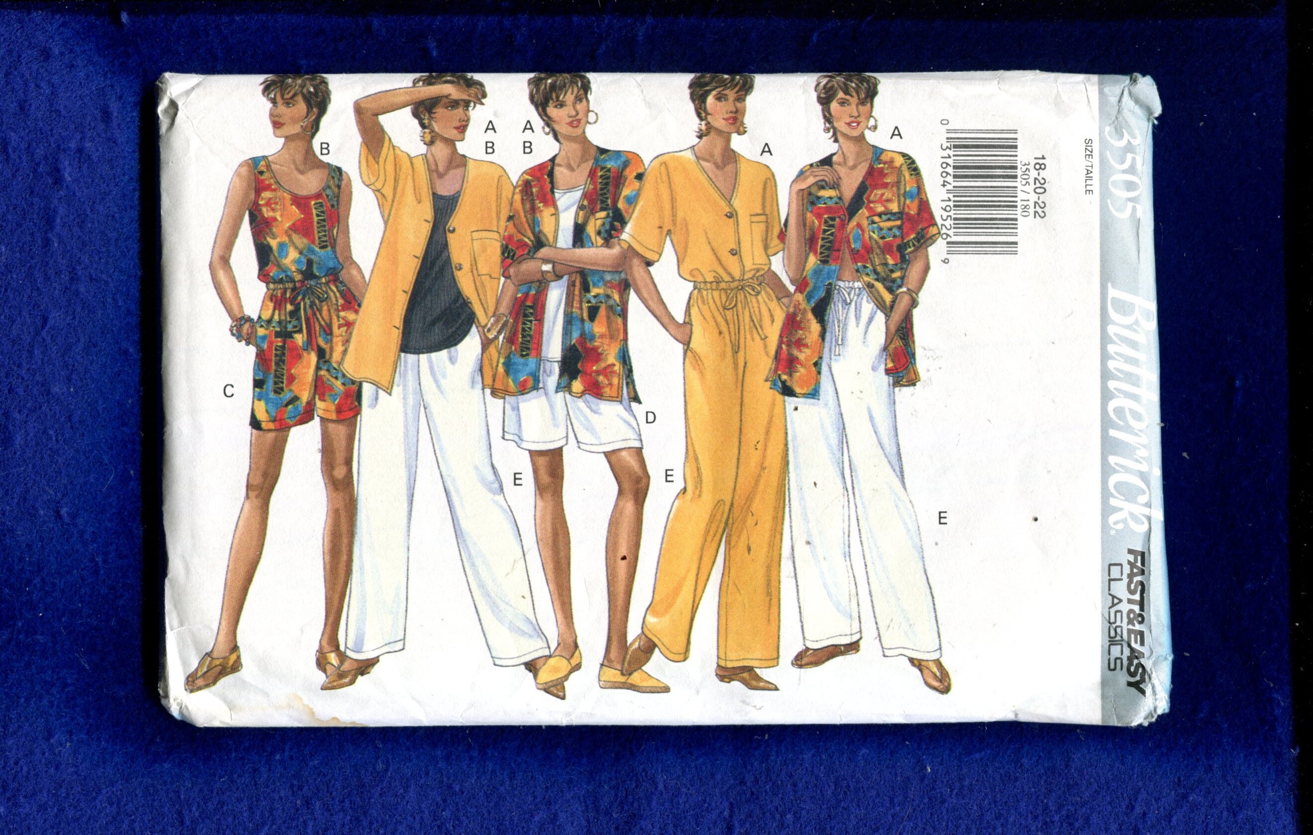 Butterick 3505 Easy Fitting Beach Resort Wear Pattern Size 18..20..22 ...