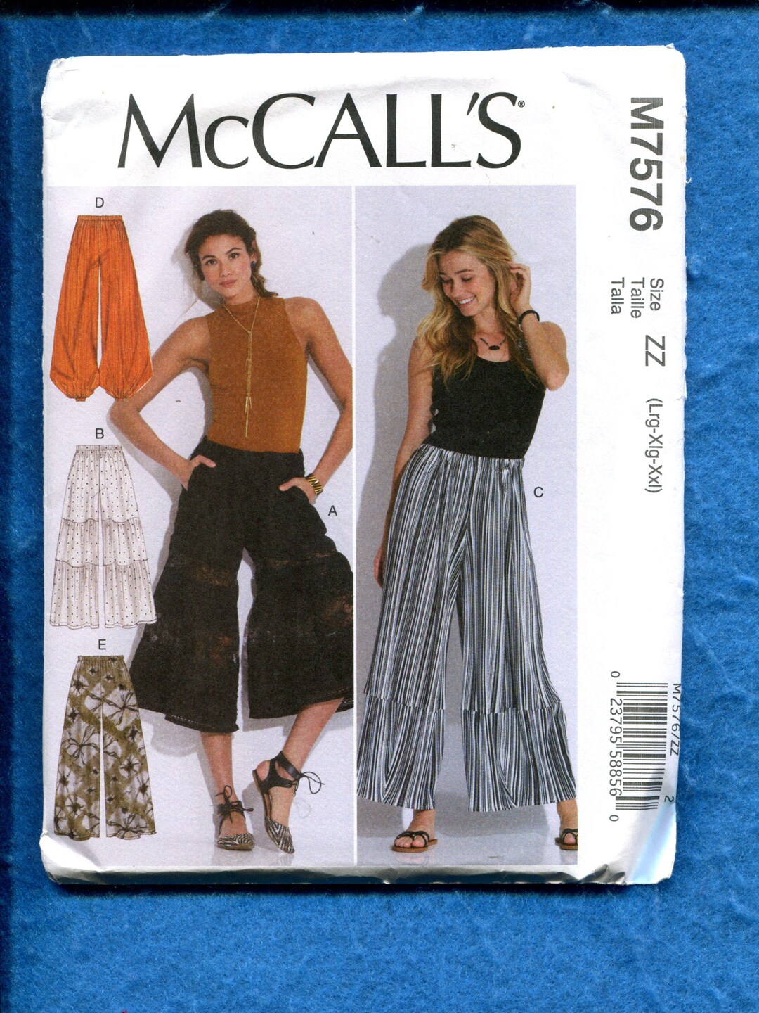 Mccall's 7576 Spanish Country Gauchos Pattern Size L..XL..XXL UNCUT - Etsy