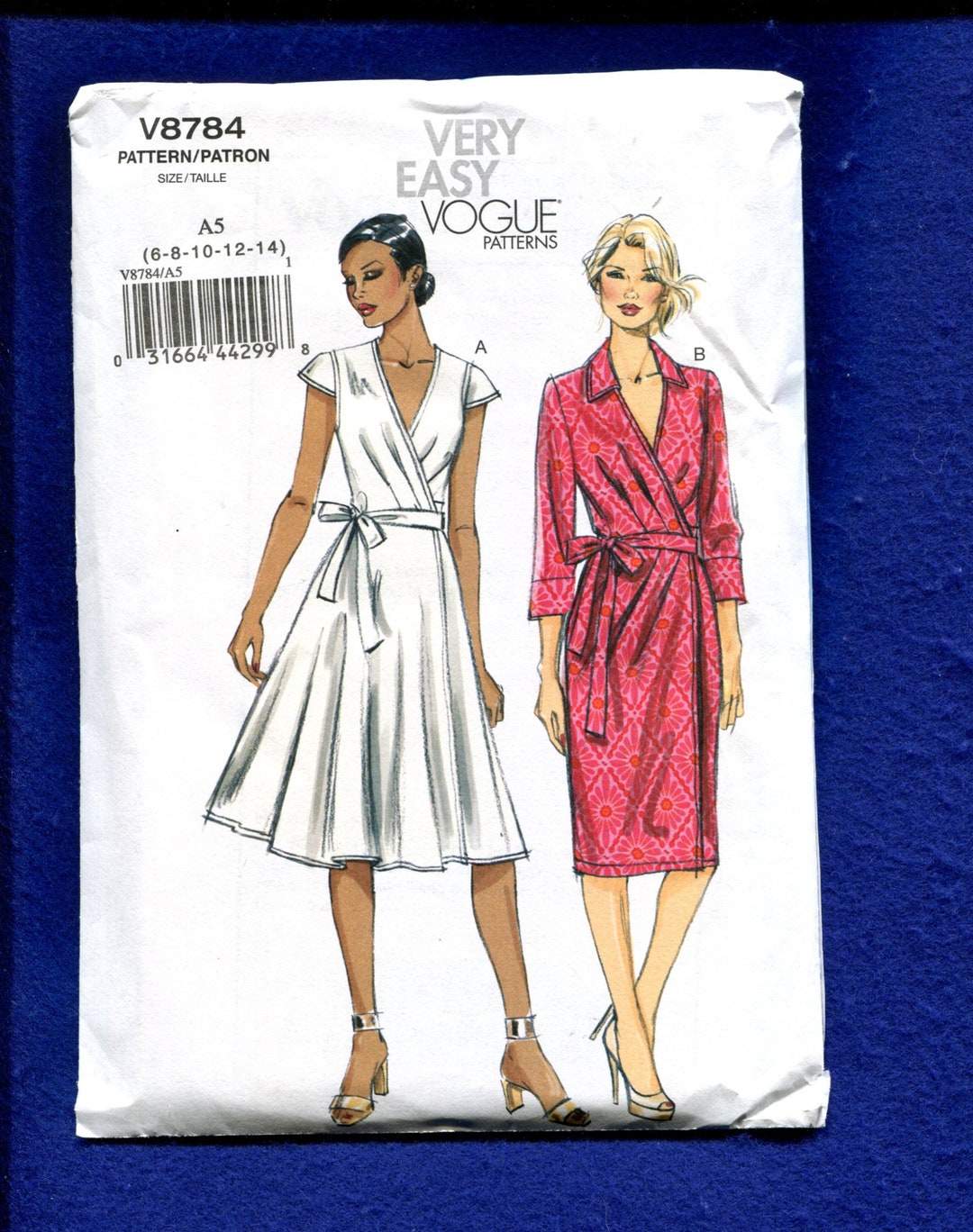 Vogue 8784 Flared & Slim Skirt Wrap Dresses Pattern Size 6 to 14 UNCUT ...