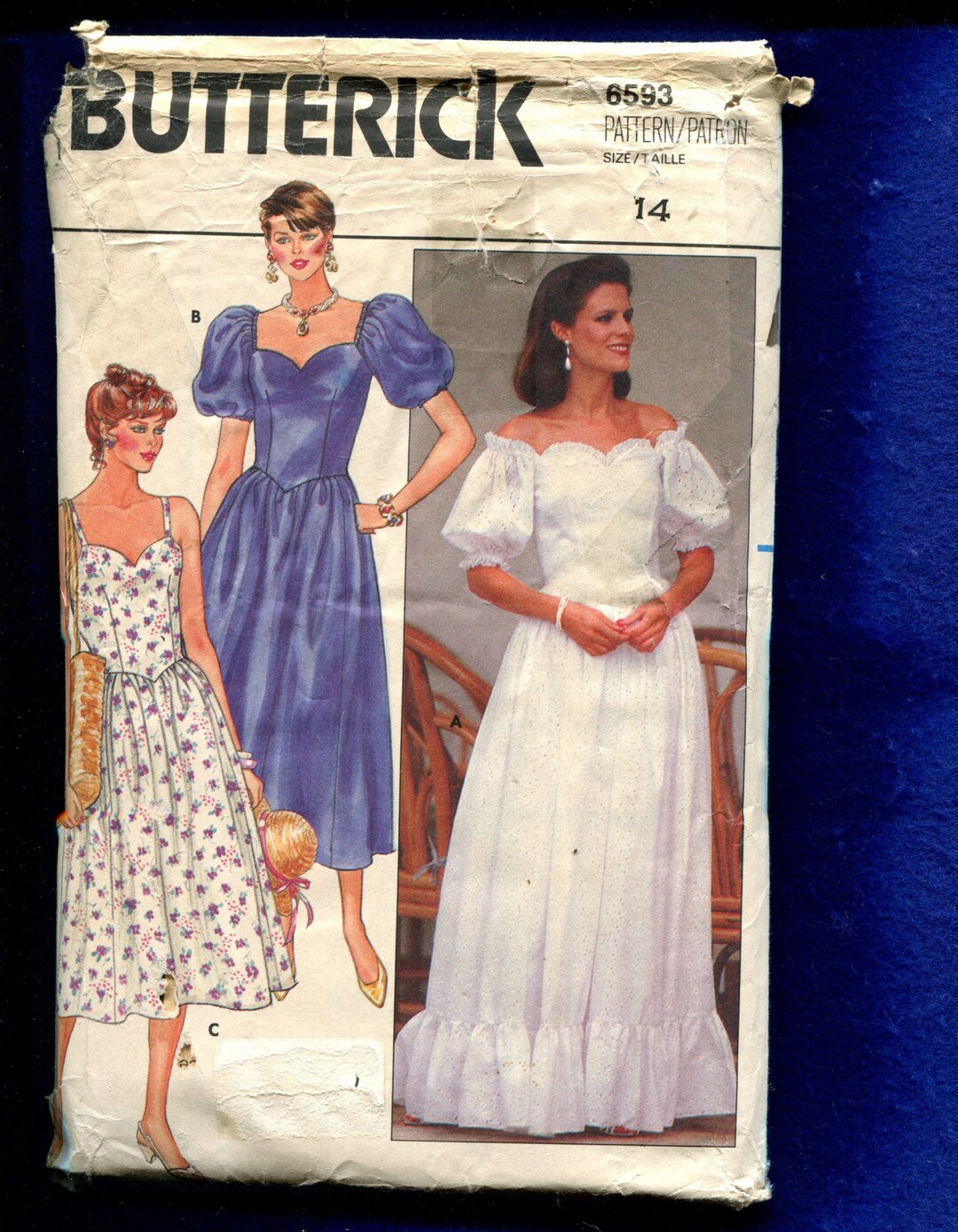 1980's Butterick 6593 Puff Sleeve Wedding Dress With Sweetheart ...