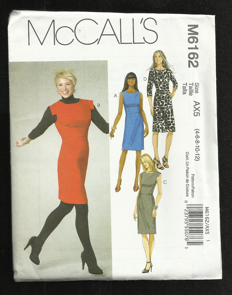 McCalls 6162 Dress with Shaped Midriff Straight Fitted Square | Etsy