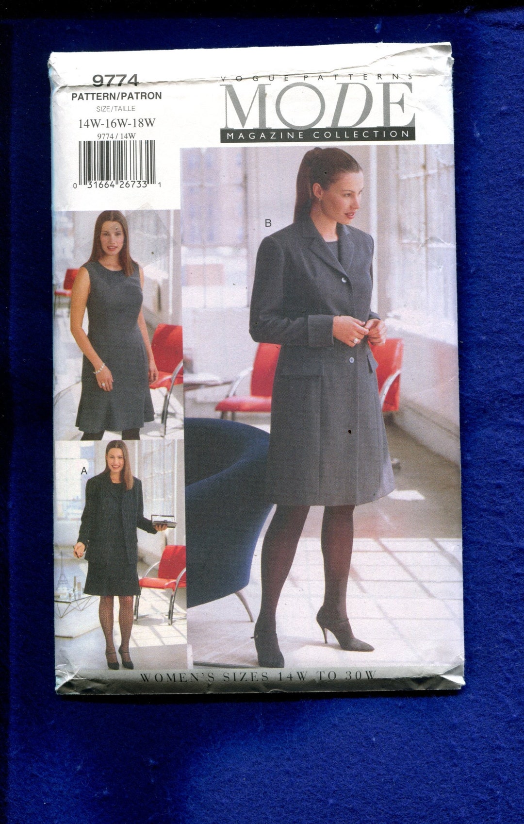 Vogue 9774 Classic Princess Seam Dress & Matching Coat Pattern Size 14W ...