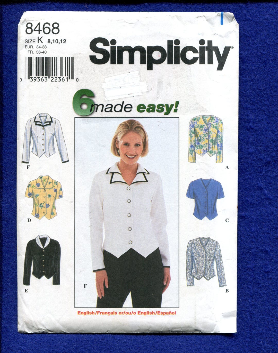 Simplicity 8468 Peplum Blouses With Collar Choice Galore Semi Fitted Size 8..10..12 UNCUT - Etsy