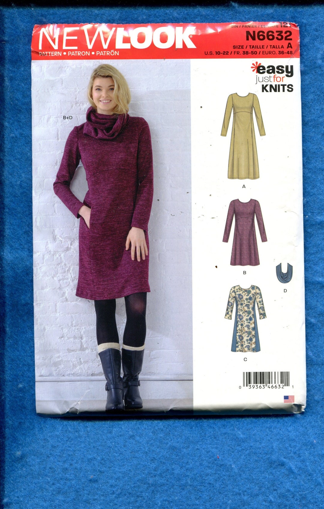 New Look 6632 Raised Waist Tee Shirt Style Dress Pattern Size 10 to 22 ...