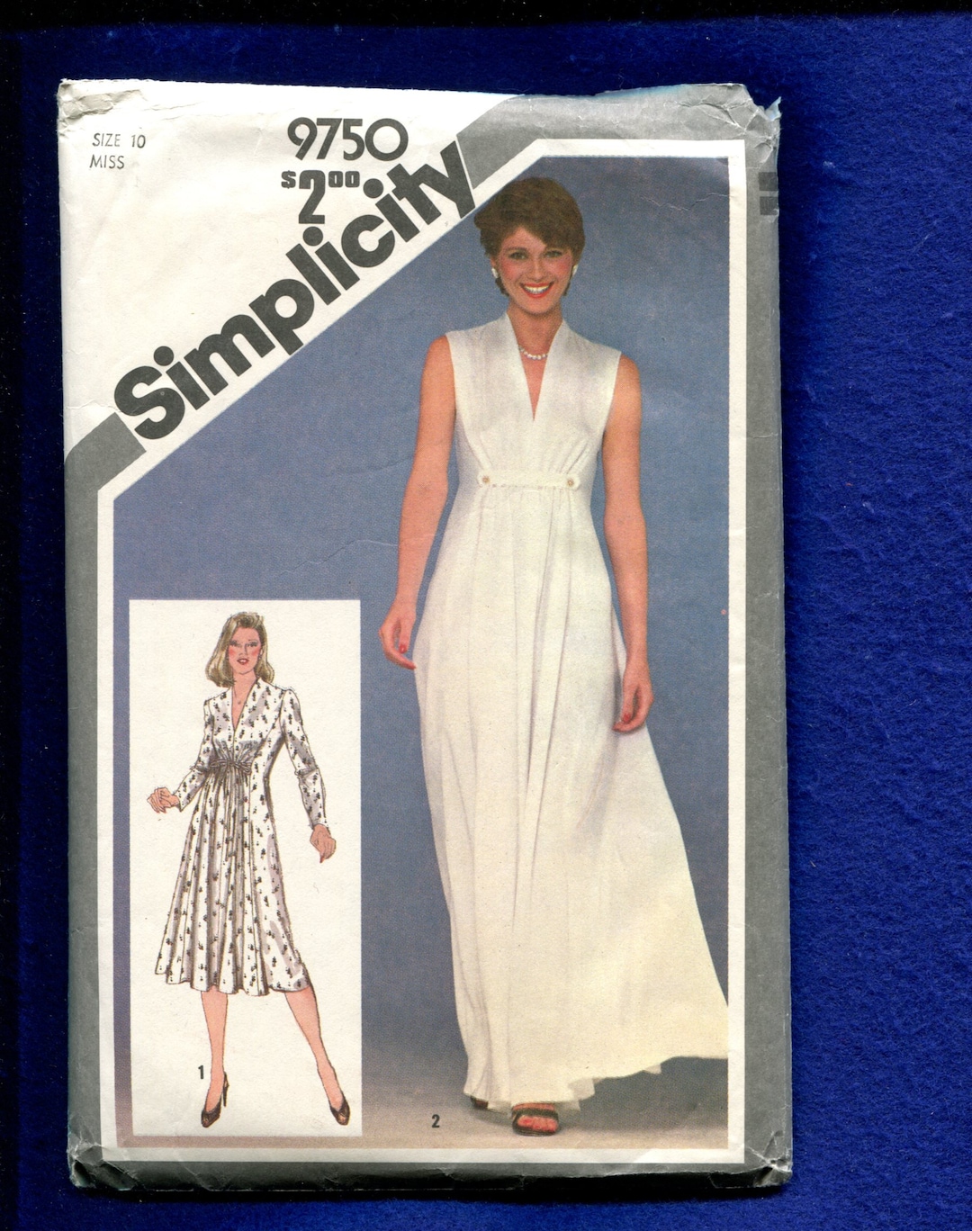 1980's Simplicity 9750 Modernized Goddess Evening Dress Pattern Size 10 ...