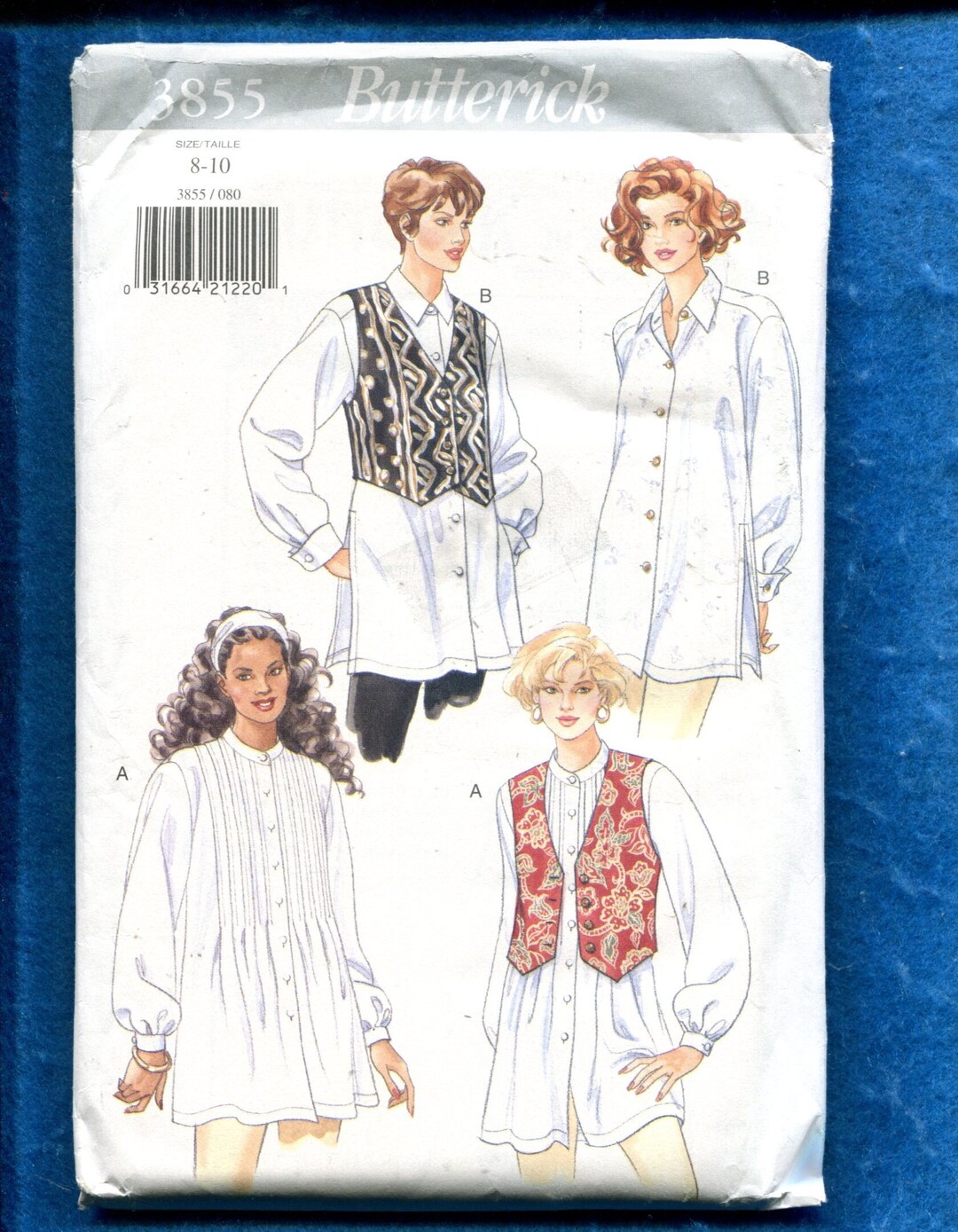 Butterick 3855 Loose Fitting Shirts & Vest Pattern Size 8..10 UNCUT - Etsy