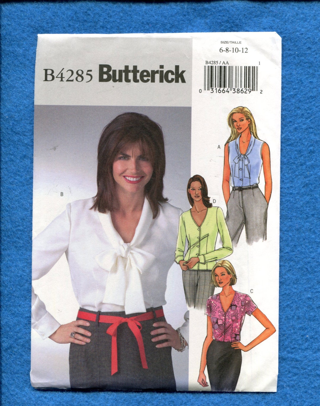 Butterick 4285 Classic Blouses With Long or Short Sleeves Size 6 to 12 ...