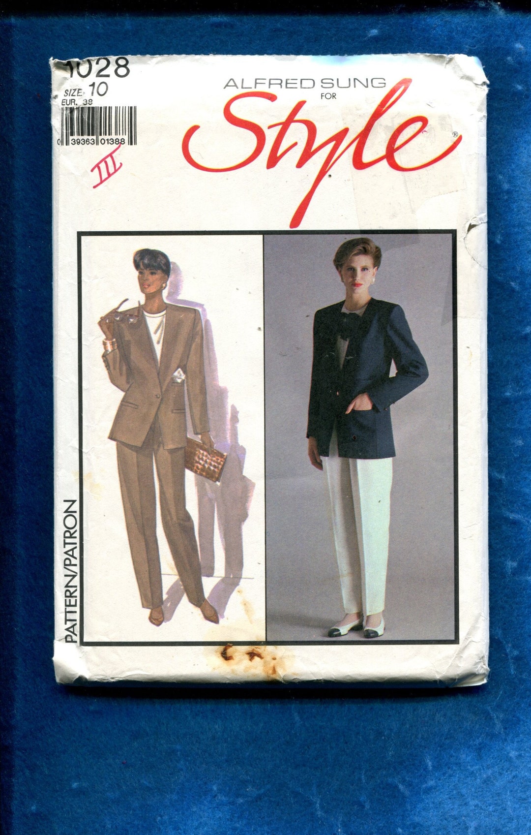 1980's Style 1028 Designer Alfred Sung Classic Chic Blazer & Pants Size ...