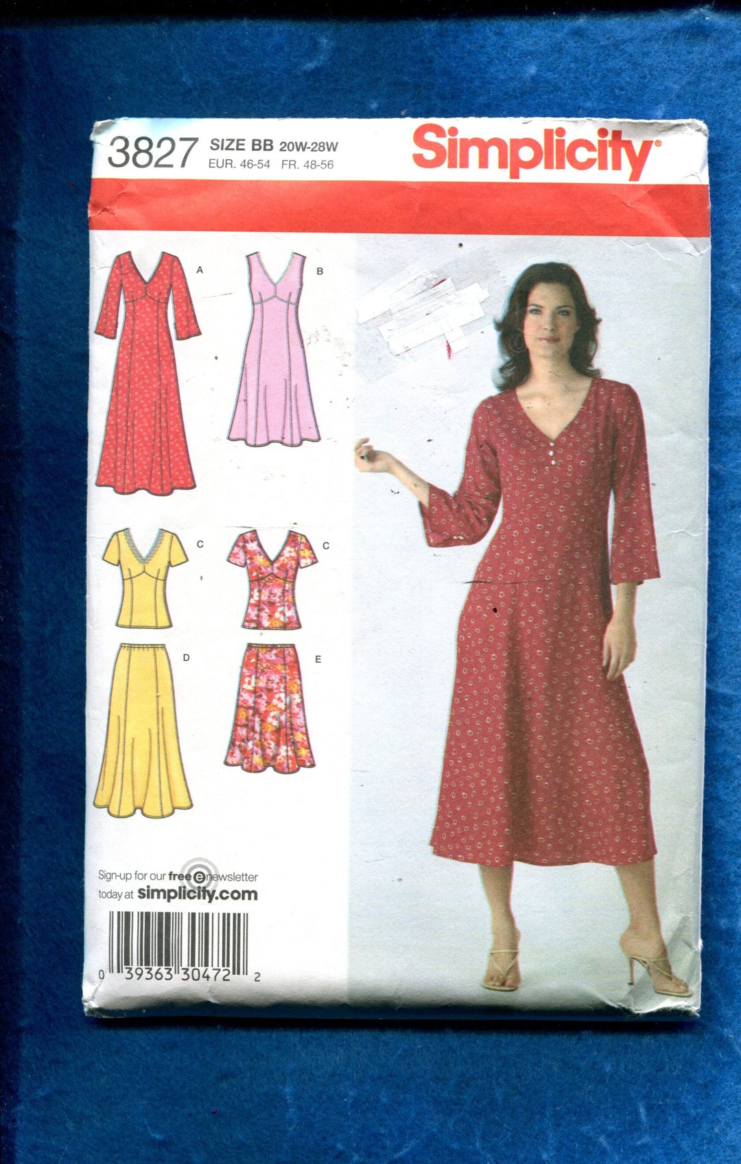 Simplicity 3827 Slimming Shaped Empire Waist Dress Tops & Flared Skirt ...