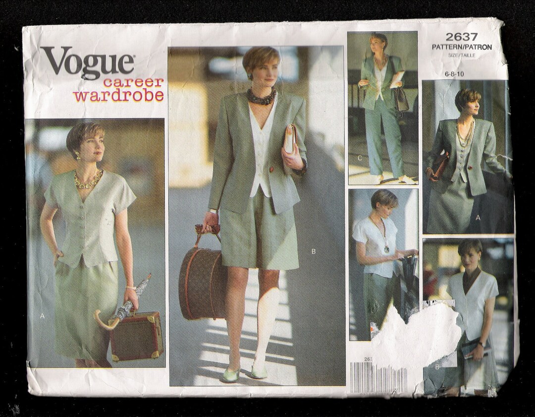 Vogue Pattern 2637 Career Wardrobe Princess Seam Jacket and Blouse ...