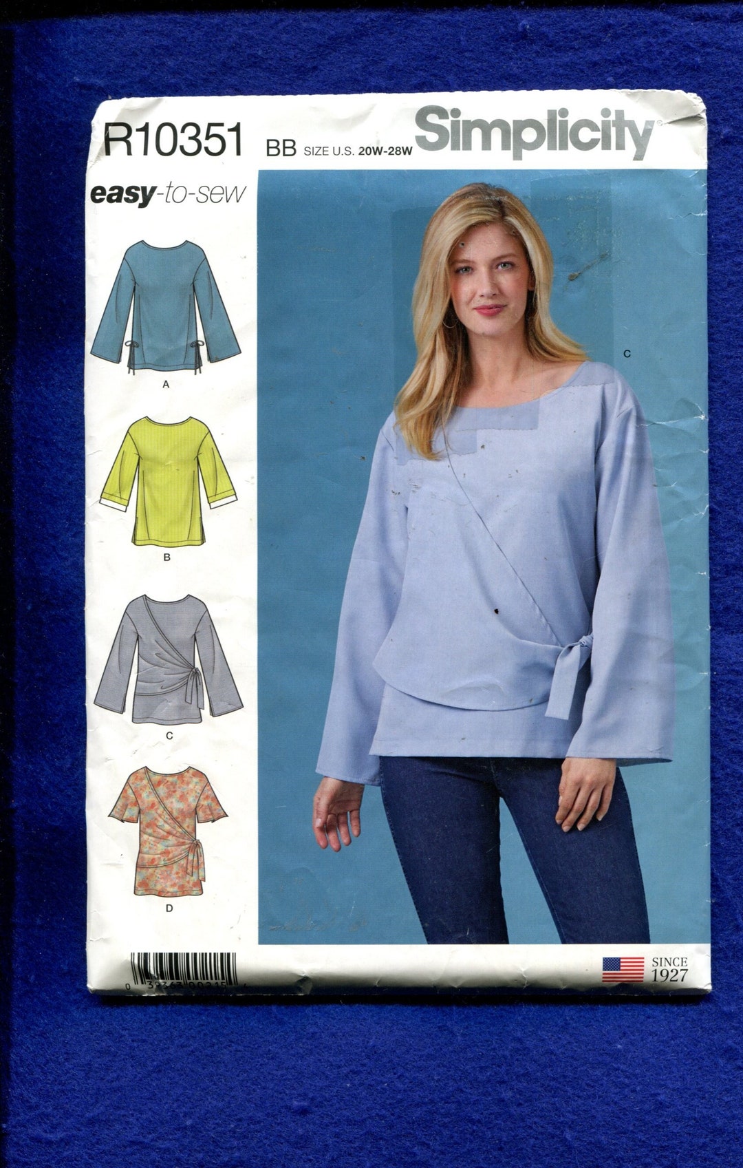 Simplicity 10351 Boho Chic Bell Sleeve Tops Pattern Size 20W to 28W ...