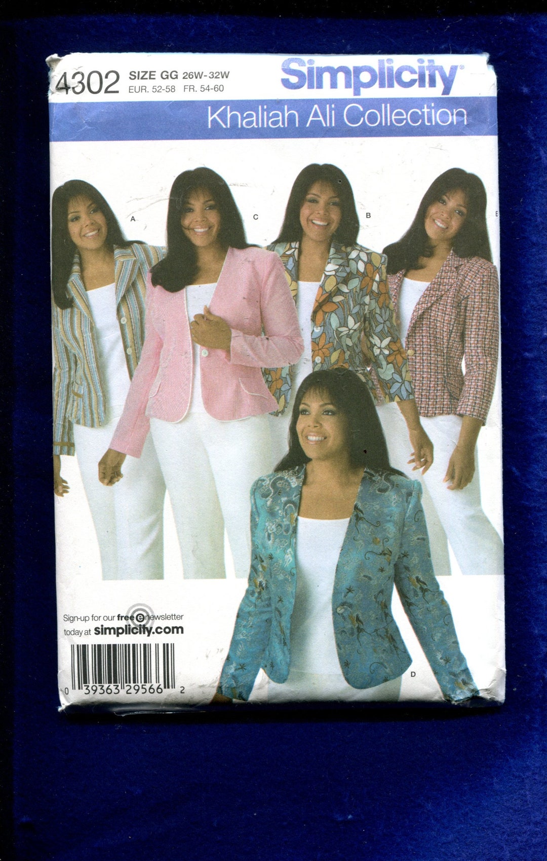 Simplicity 4302 Khaliah Ali Jackets Pattern Size 18W..20W..22W...24W ...