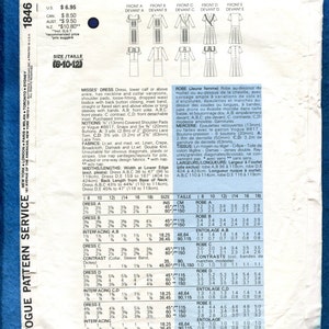 1980's Vogue 1846 Turn of the Century Drop Waist Dresses Size 8..10..12 ...