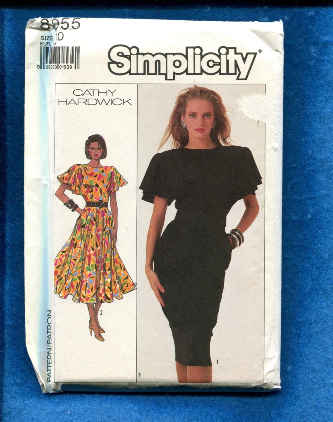 1980's Simplicity 8055 Sultry Designer Butterfly Sleeve Dresses Size 10 ...