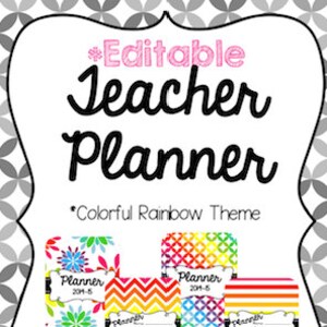 Editable Teacher Planner Colorful Rainbow Theme digital - Etsy