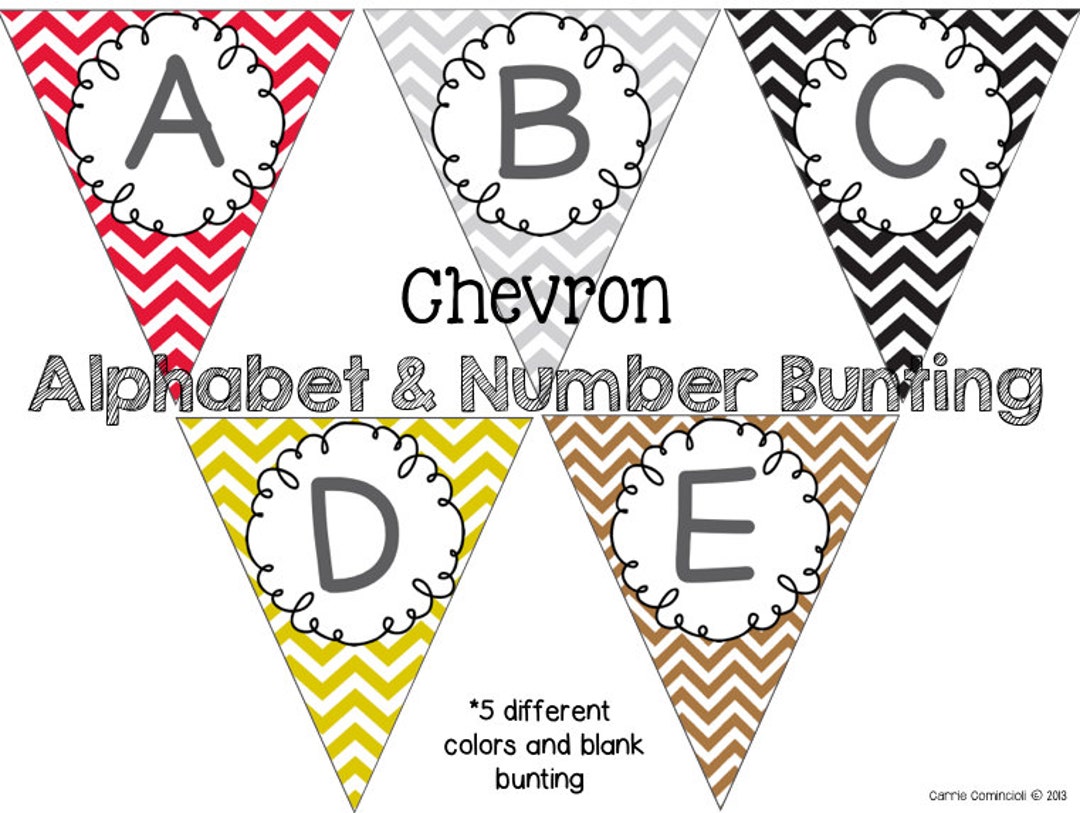 Alphabet and Number Bunting in Red, Gray, Black, Brown, and Gold ...