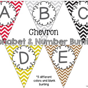 Alphabet and Number Bunting in Red, Gray, Black, Brown, and Gold ...