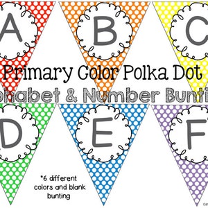 Primary Color Polka Dot Alphabet and Number Bunting - Etsy