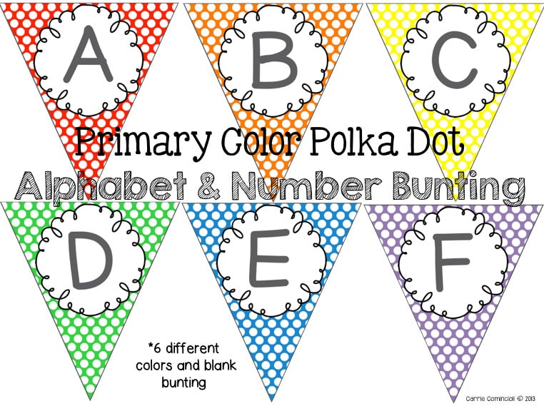 Primary Color Polka Dot Alphabet and Number Bunting - Etsy