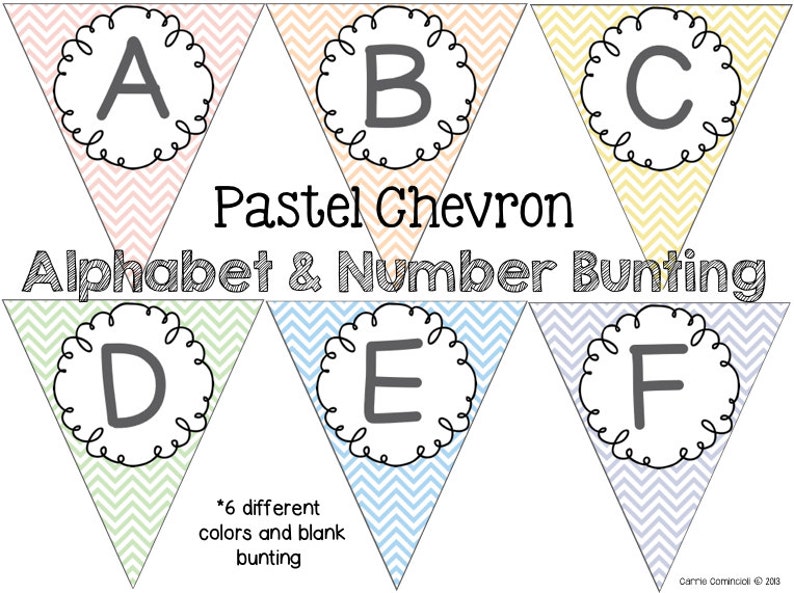Pastel Chevron Alphabet and Number Bunting - Etsy