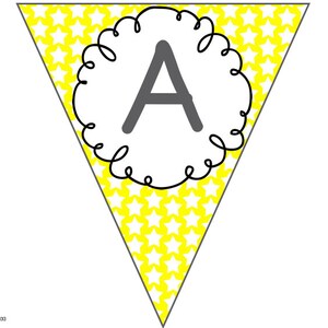 Alphabet and Number Bunting in Yellow and Gray With Polka Dots, Stripes ...