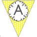Alphabet and Number Bunting in Yellow and Gray With Polka Dots, Stripes ...